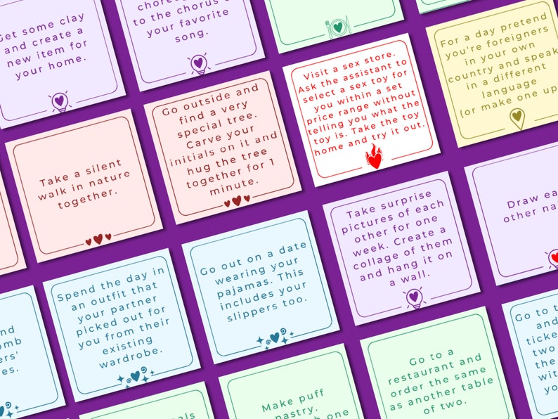 Printable Couple Challenges, Anniversary Gift, Date Night Ideas, Unique ...