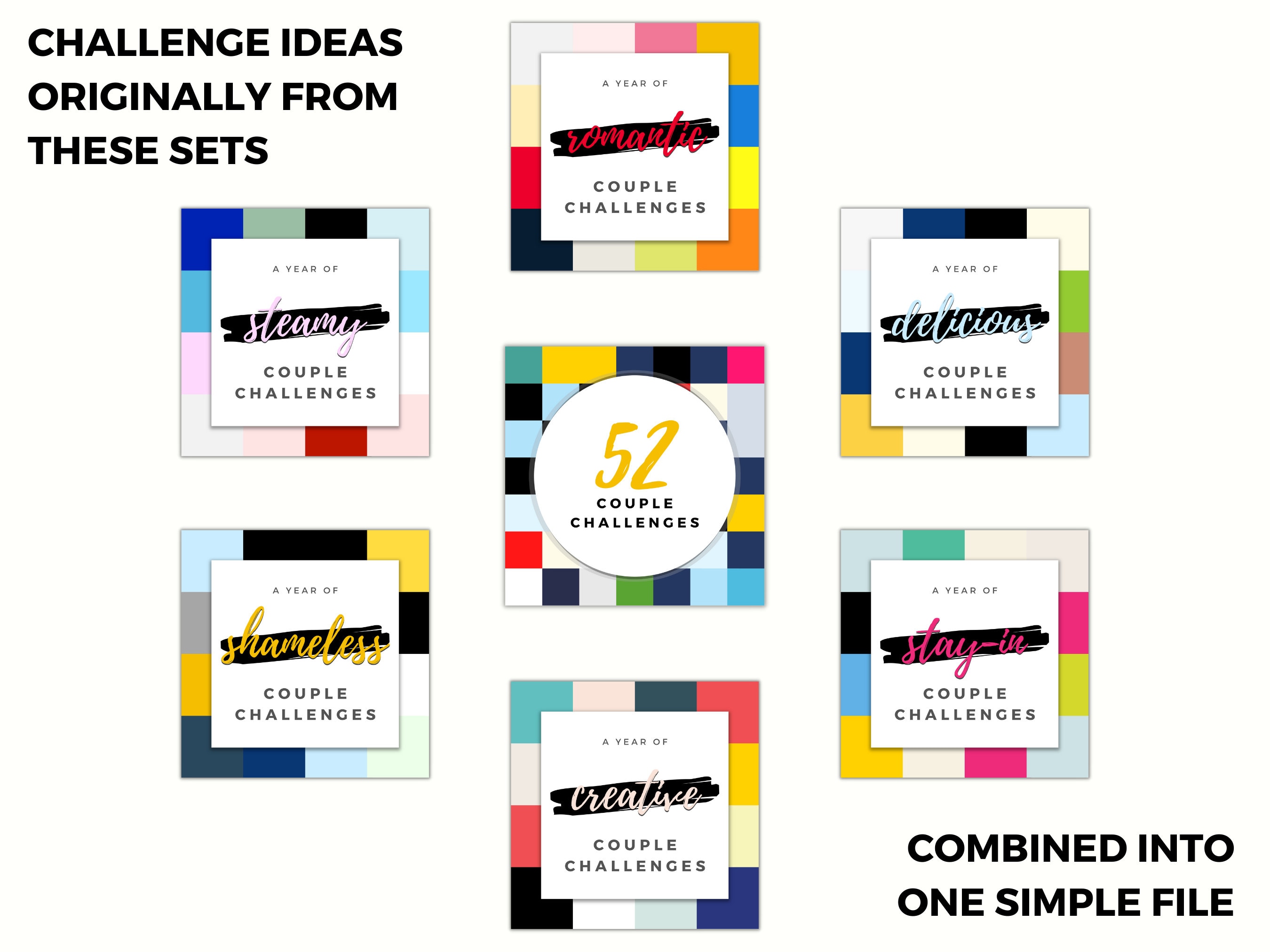 Printable Couple Challenges, Anniversary Gift, Date Night Ideas, Unique ...