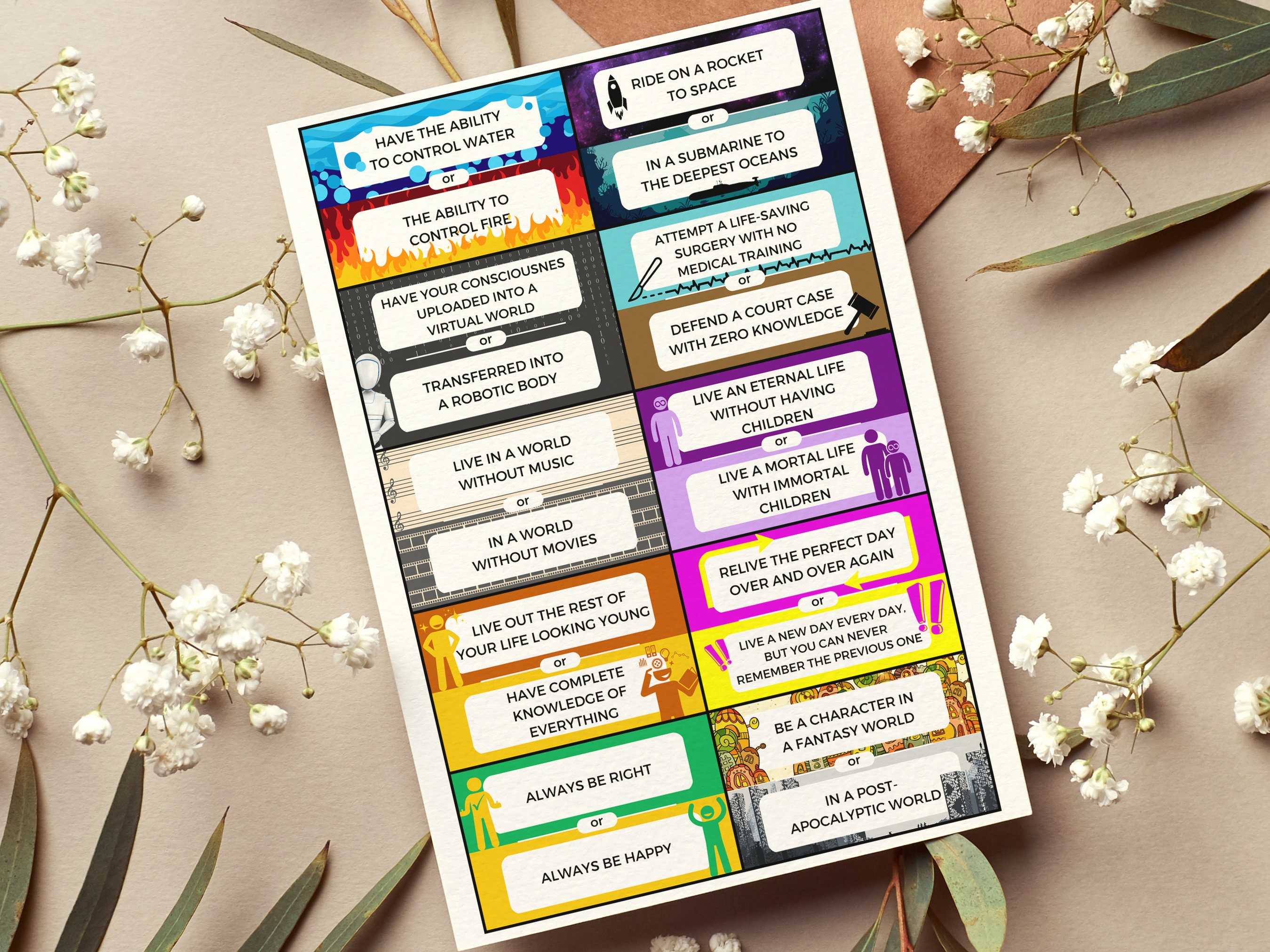 Printable Would You Rather Question Cards for Date Night, Anniversary ...