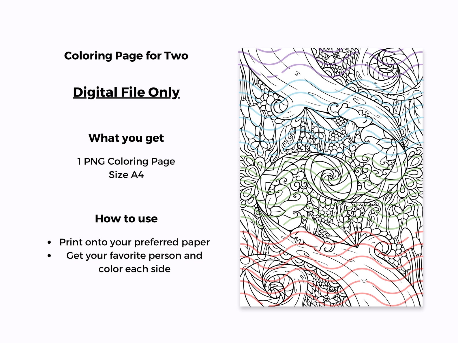 Coloring Page for Couples, PNG Coloring Page for Two, Printable ...