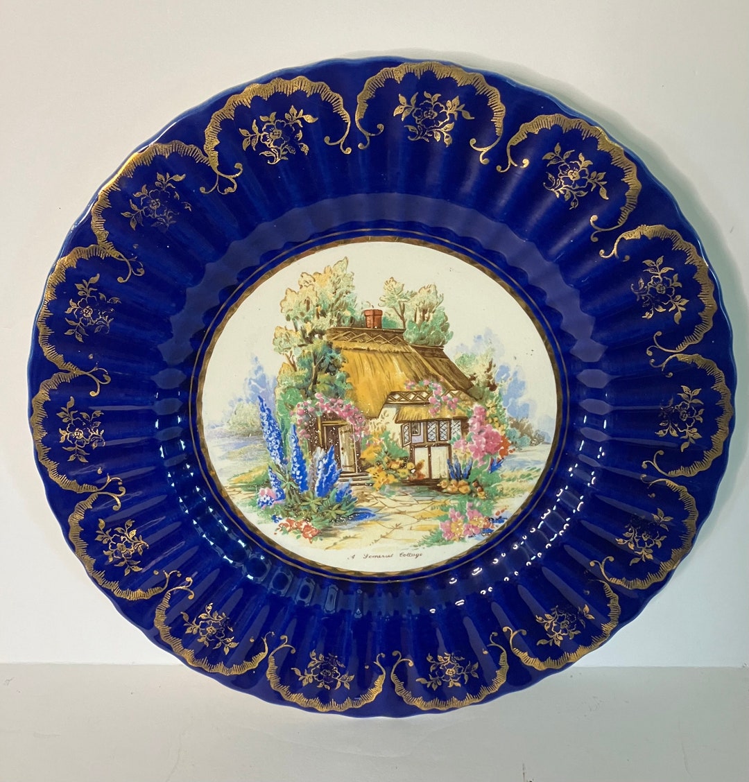 Wade Pottery Cobalt Blue Plate - Etsy