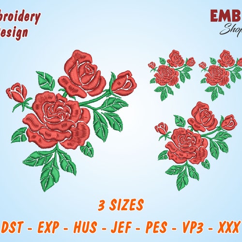 Rose Flower Embroidery Design Machine Embroidery File - Etsy