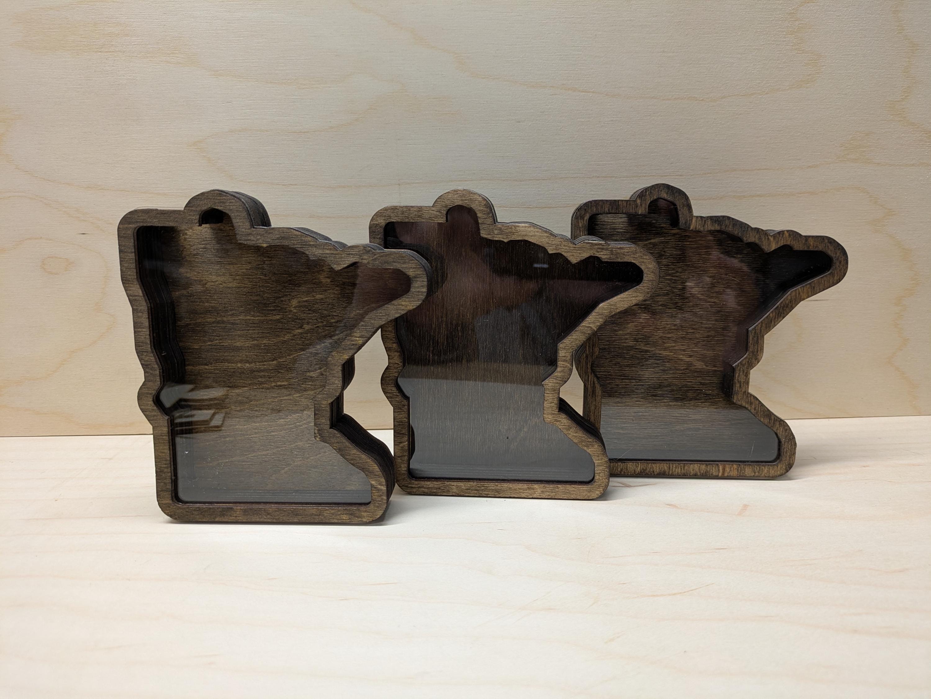 MN Shaped Agate Holder Bank Shadow Box or Custom State/shape - Etsy