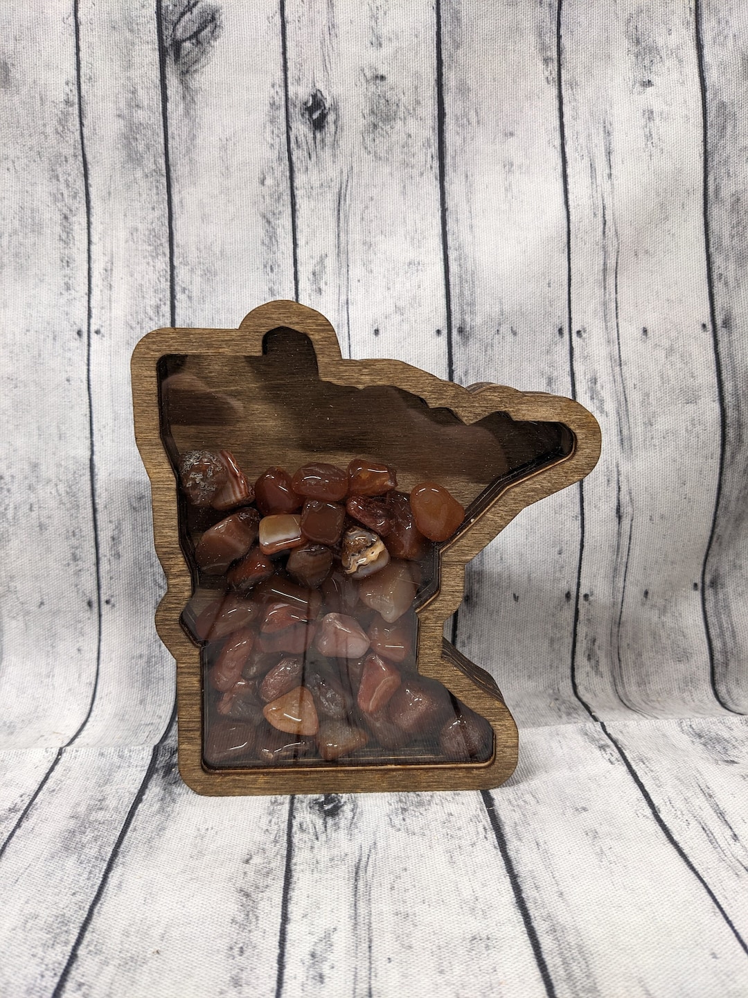 MN Shaped Agate Holder Bank Shadow Box or Custom State/shape - Etsy