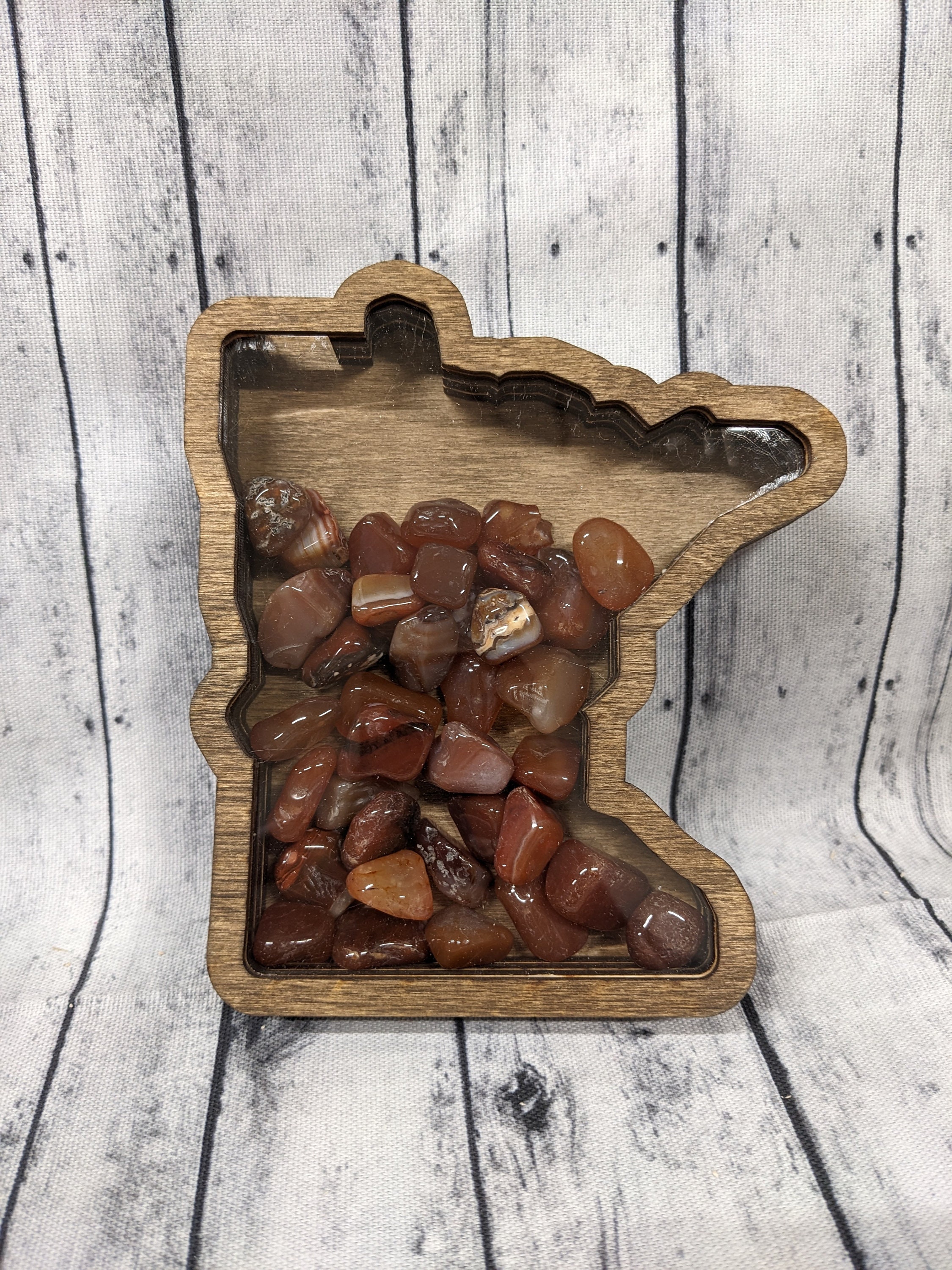 MN Shaped Agate Holder Bank Shadow Box or Custom State/shape - Etsy