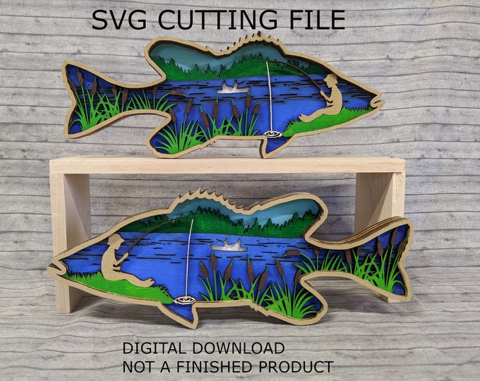 Fish Layered 3D Art Decor, Fathers Day Gift, Man Cave Decor, Fishing ...