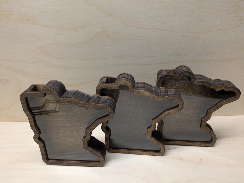 MN Shaped Agate Holder Bank Shadow Box or Custom State/shape - Etsy