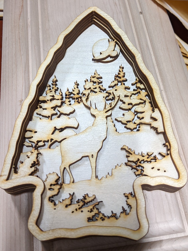 SVG DXF PDF Layered Arrowhead With Deer and Eagle - Etsy