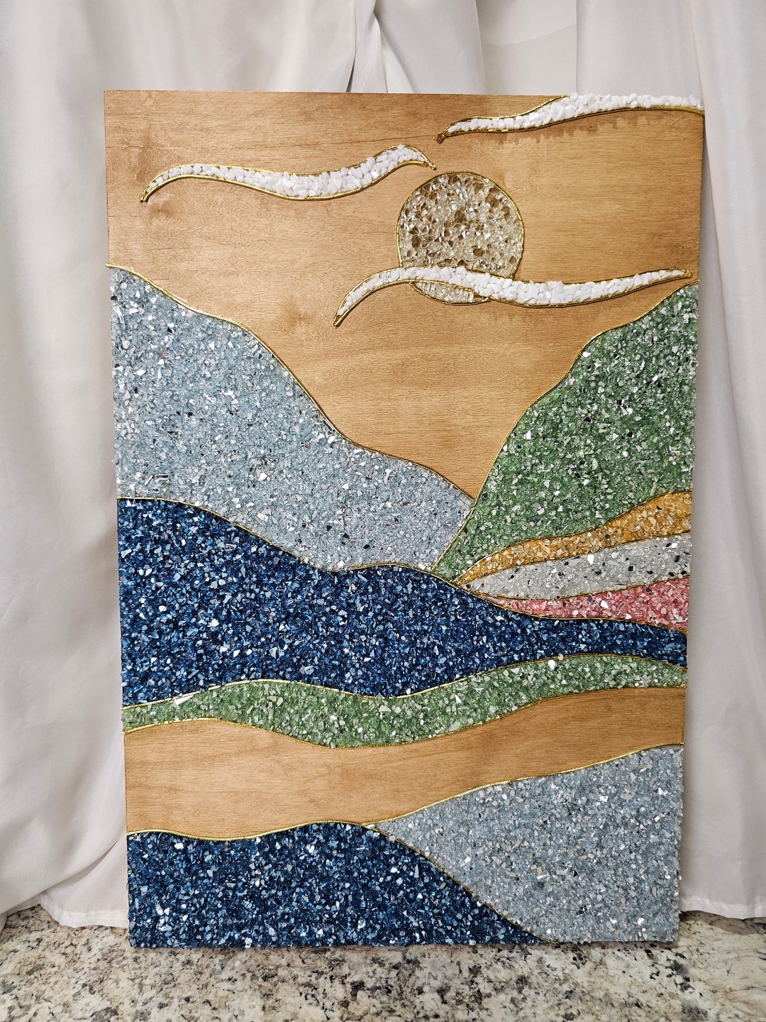 Gravel Art Mountain Landscape Customizable Handmade - Etsy