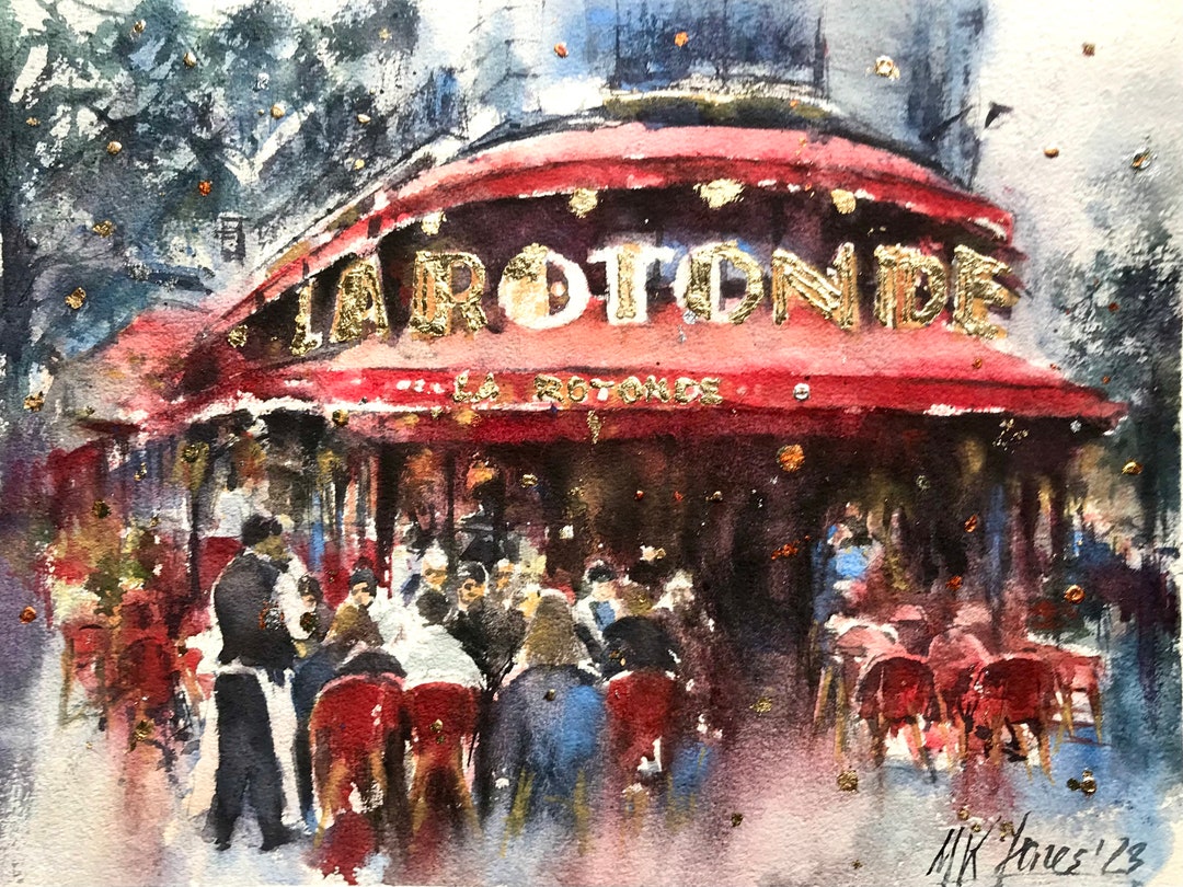 Cafe De La Rotonde Paris France - Original Watercolour Painting of Cafe ...