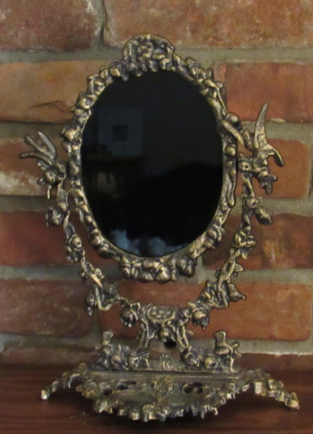 Antique Bronze Finished Cast Metal Vanity / Altar Scrying Mirror - Etsy