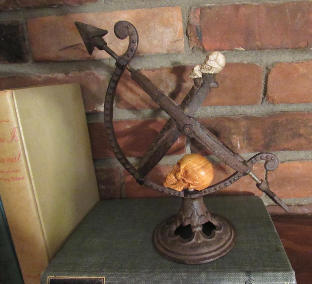 9 Inch Cast Metal Armillary Skull Garden Sundial - Etsy