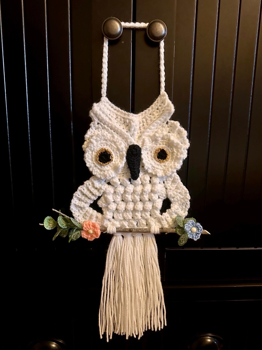 Handmade Crochet Owl Wall Hanging – Boho Macramé Décor – Nature ...