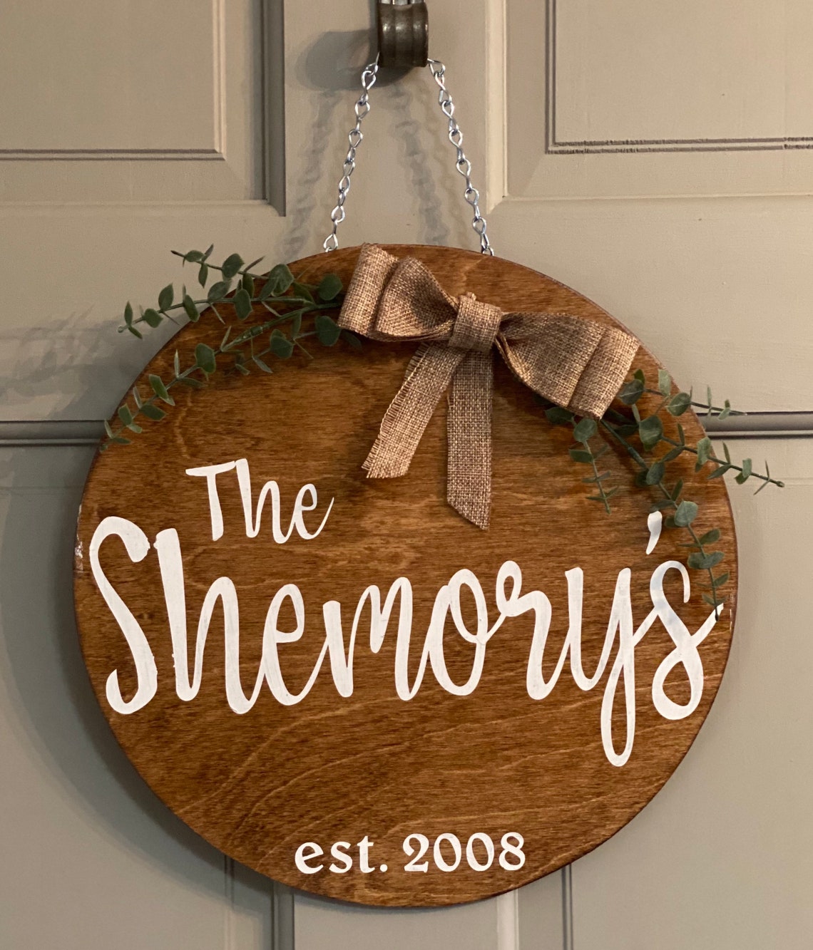 Door Hanger, Door Round, Last Name Sign, Front Door Sign - Etsy