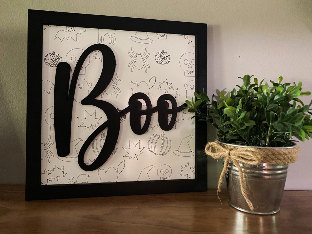 Farmhouse Halloween Decor, Boo Sign, Simple Halloween Sign, Fall Decor ...