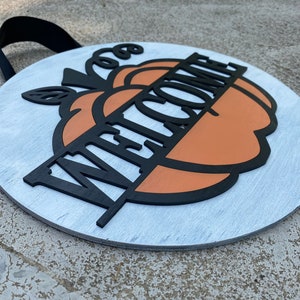 Fall Welcome Door Round, Farmhouse Fall Porch Decor, Pumpkin Fall Decor ...