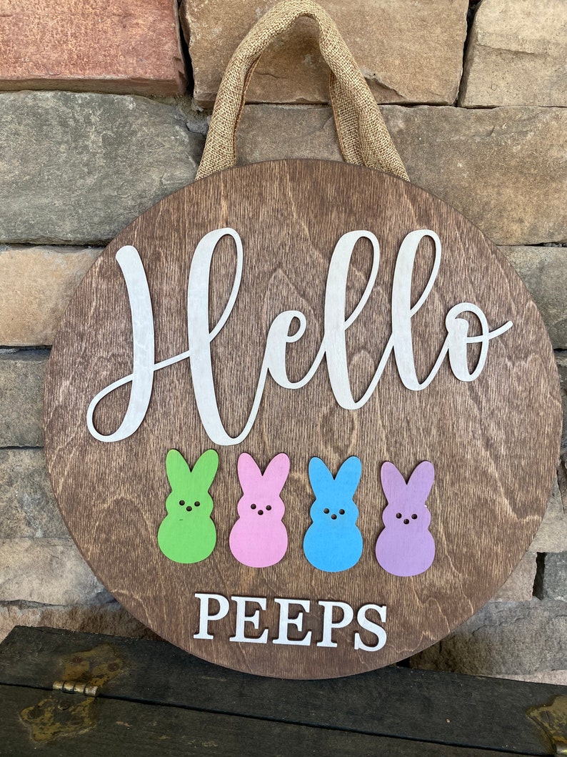 Hello Peeps, Peeps Door Round, Spring Door Round, Easter Door Round ...
