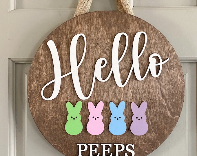 Welcome Peeps Colorful Easter Bunny Door Sign/hanger - Etsy