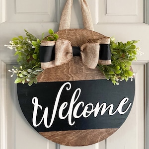 Welcome Door Round Front Porch Sign Front Door Sign Welcome | Etsy