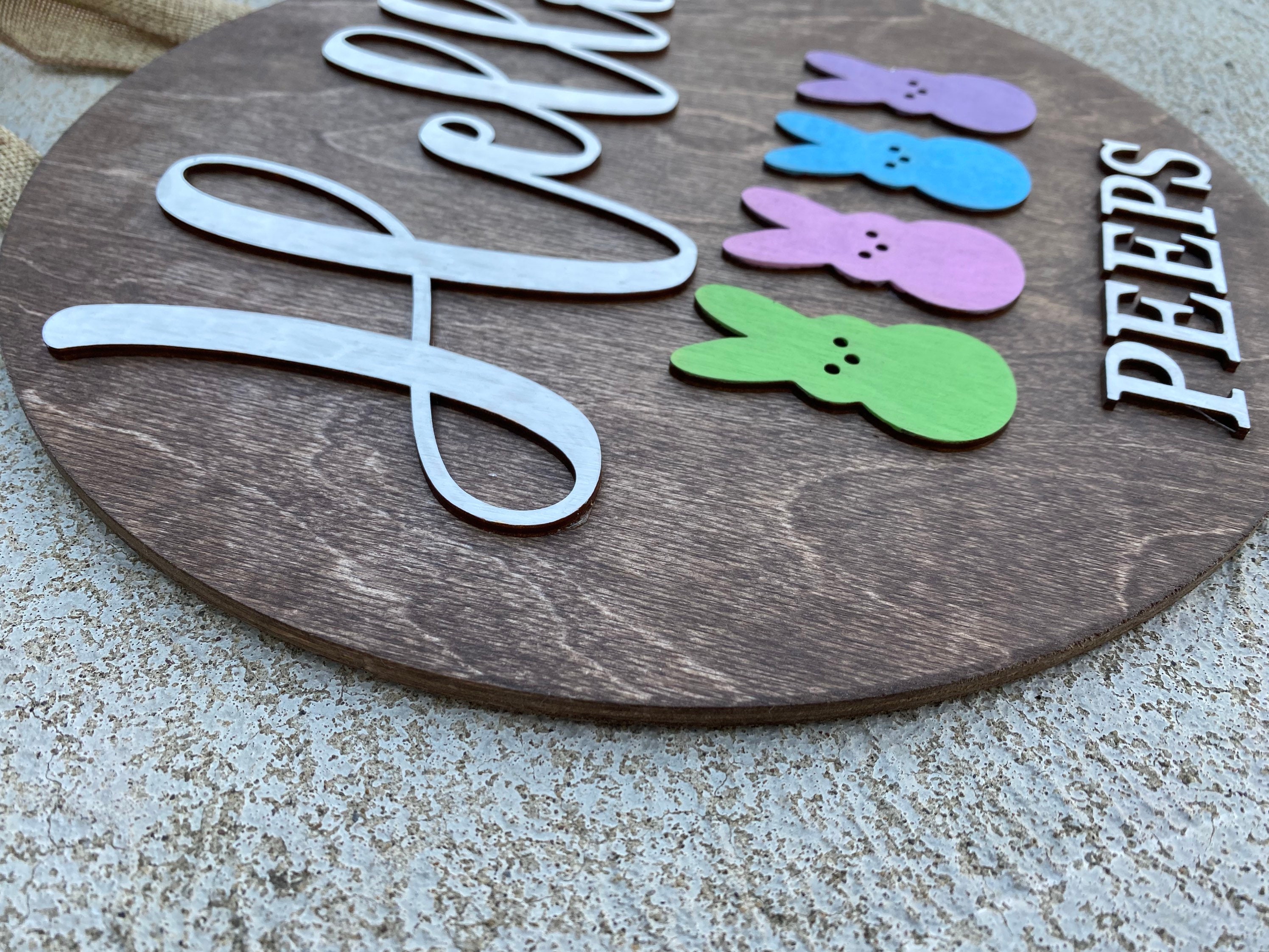 Hello Peeps Peeps Door Round Spring Door Round Easter Door | Etsy