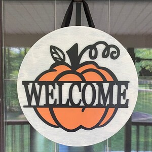 Fall Welcome Door Round, Farmhouse Fall Porch Decor, Pumpkin Fall Decor ...