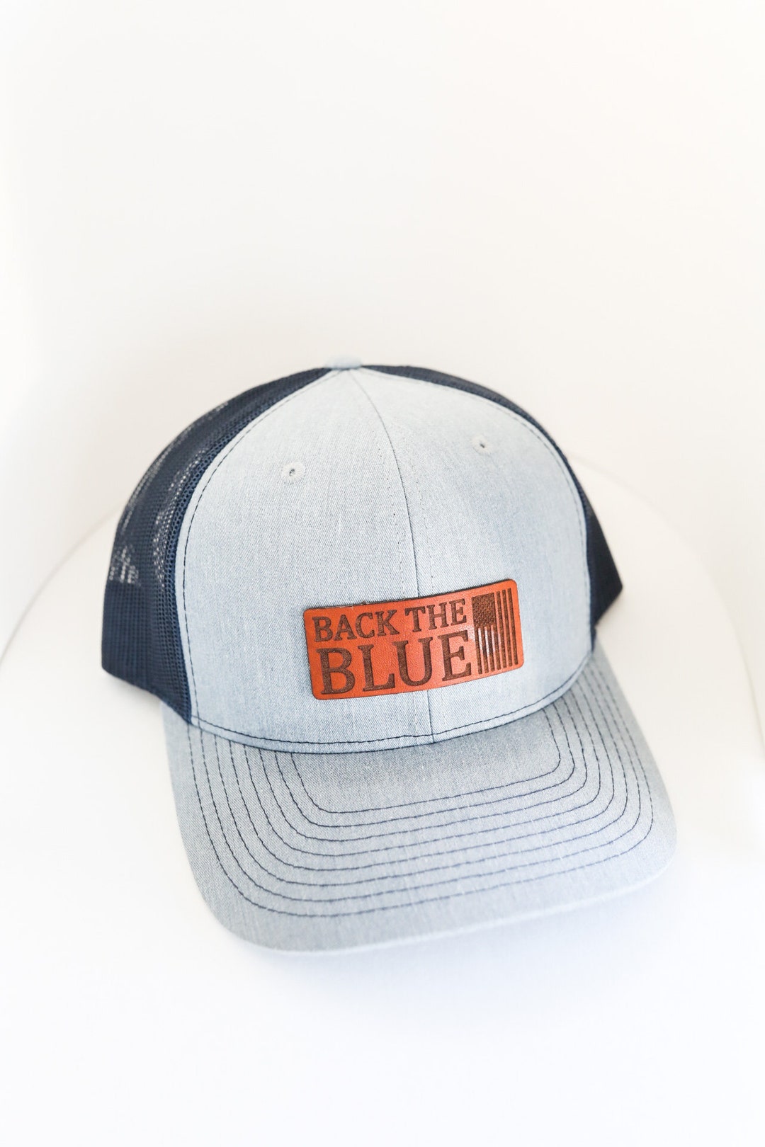 Blue Leather Patch American Hat - Etsy