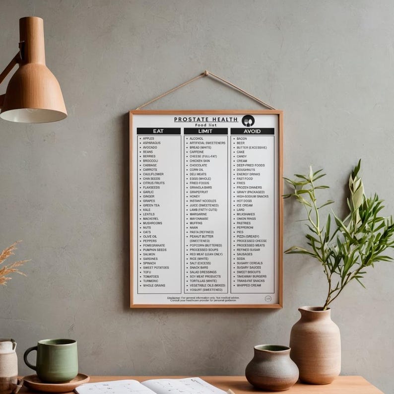 Prostate Diet Chart Printable, Prostate Health Food List, Foods to Eat ...