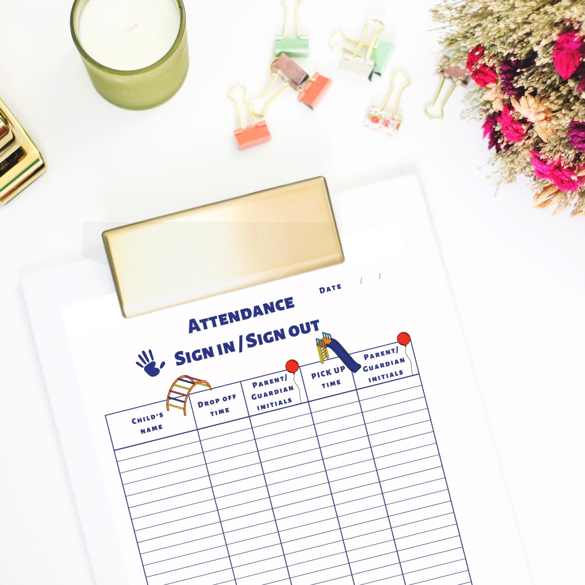 Attendance Kids Sign in Sign Out Pdf US Letter and A4, Use as Print or ...