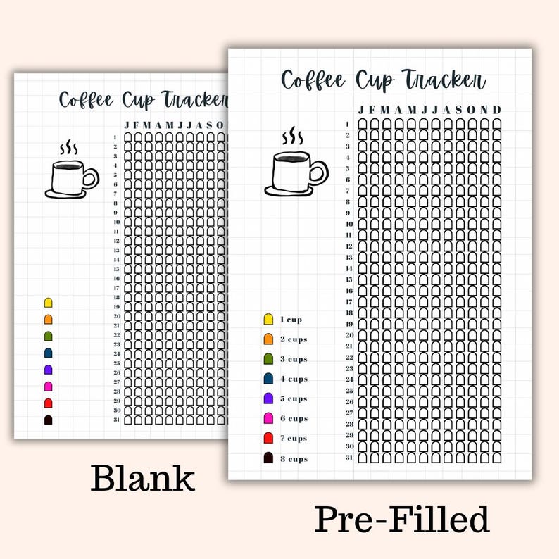 Coffee Cup Tracker: Printable Habit Journal (digital Download) - Etsy