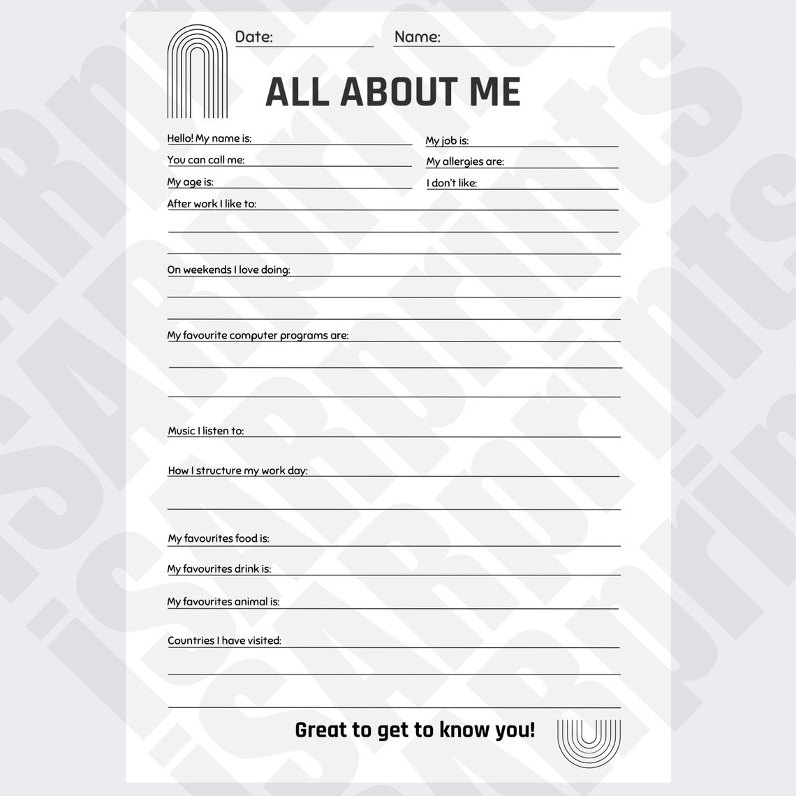 Getting to Know Me More Pdf, All About Me Coworker Work Colleagues ...