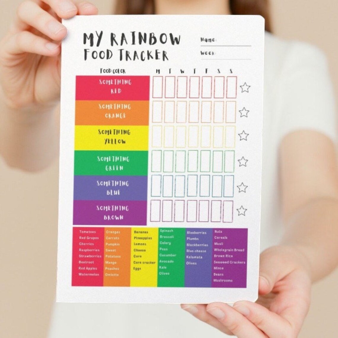 Eat the Rainbow Chart Eat the Rainbow Checklist Kids Healthy - Etsy