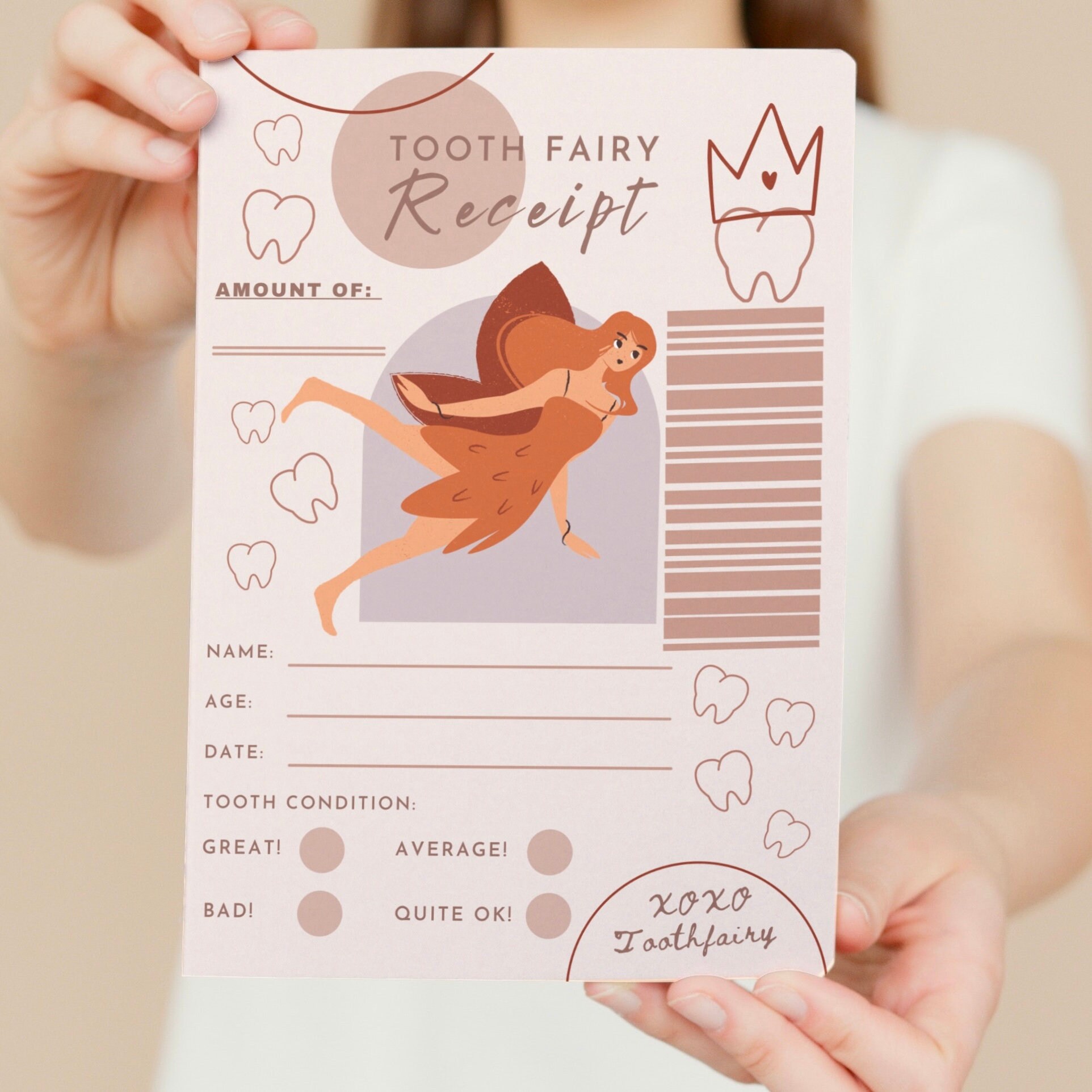 Tooth Fairy Receipts Printable, Tooth Fairy Note Printable, Digital ...