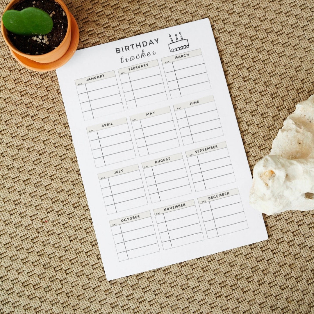 Printable Birthday Tracker Fillable Password Log Keeper - Etsy