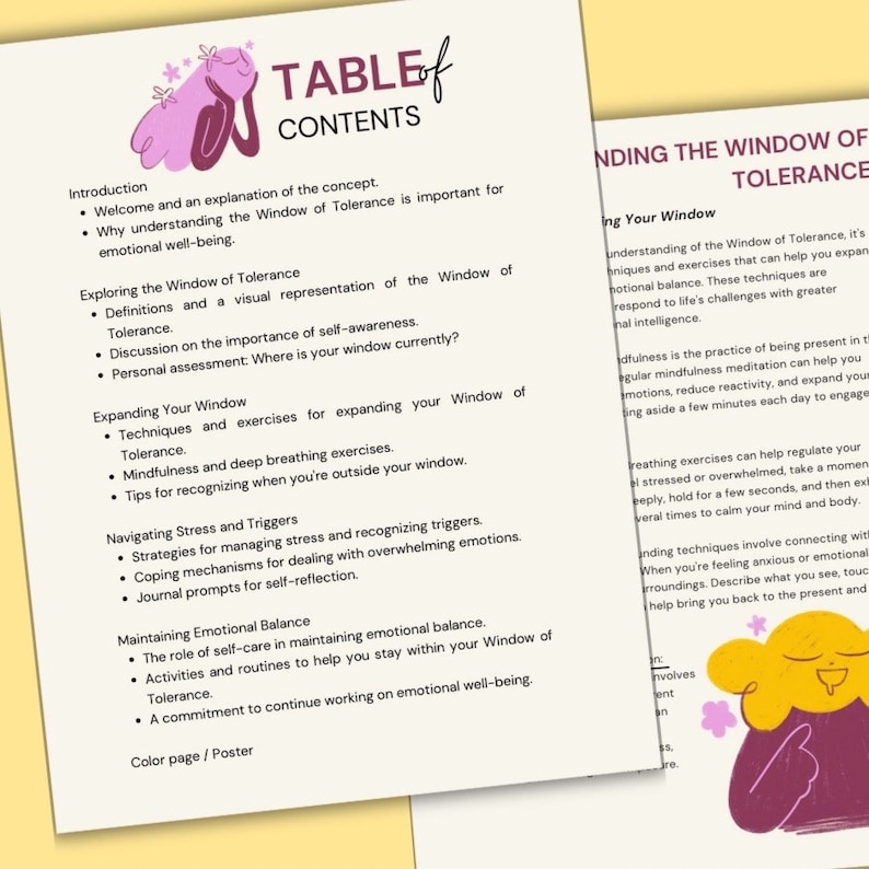 Window of Tolerance Workbook, Distress Tolerance, School Counsellor ...