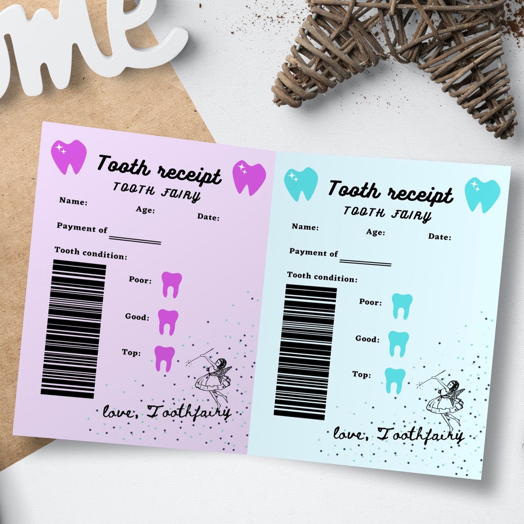 Tooth Fairy Receipts Boy Girl Printable, Tooth Fairy Note Printable ...