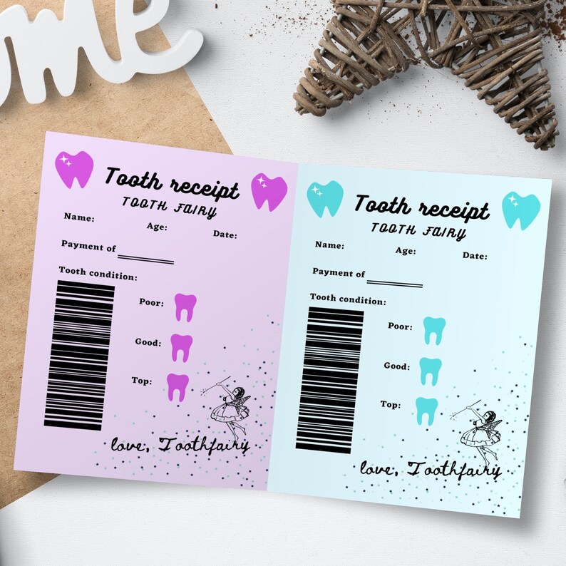 Tooth Fairy Receipts Boy Girl Printable, Tooth Fairy Note Printable ...