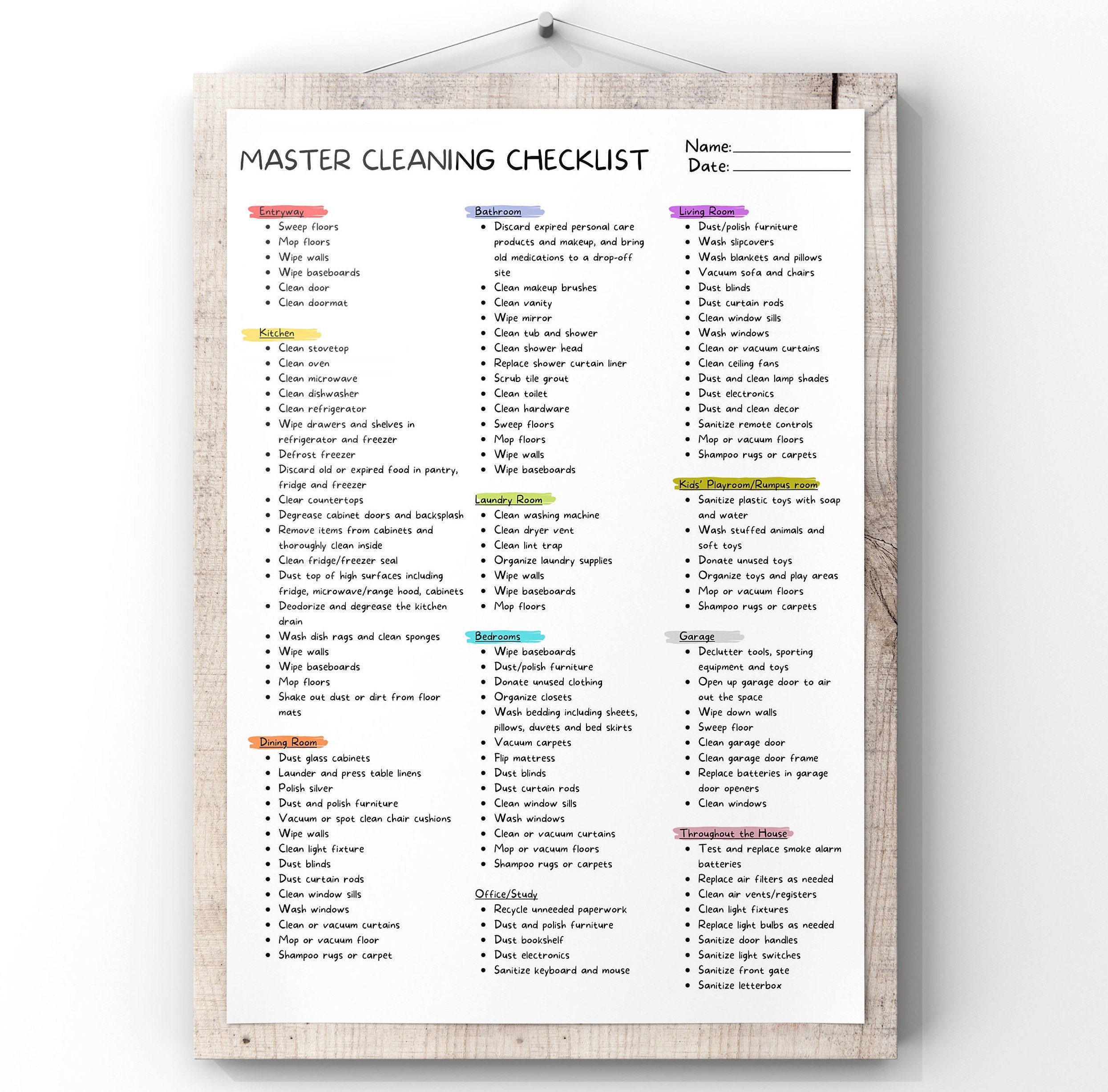 Ultimate Master Clean Sheet Checklist, Master Cleaning List, Yearly ...