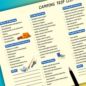 Camping Trip List, Tent Packing List, Camping Trip Planning, Checklist ...