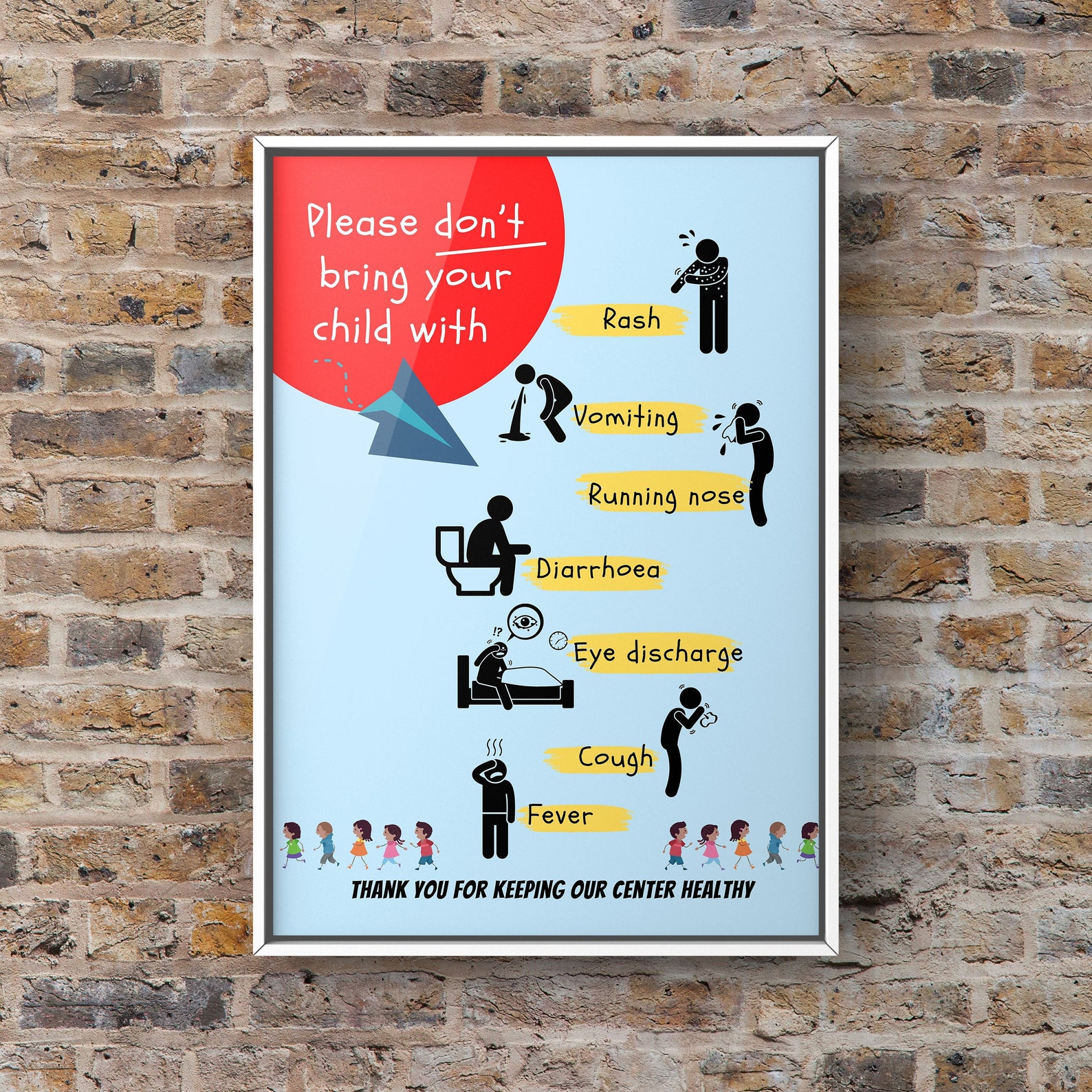 Daycare Sick Policy Poster, Daycare Rules on Sickness, Illness ...