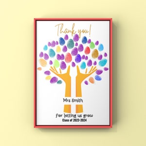 Editable Fingerprint Tree Teacher Appreciation Gift Ideas, Thumbprint ...