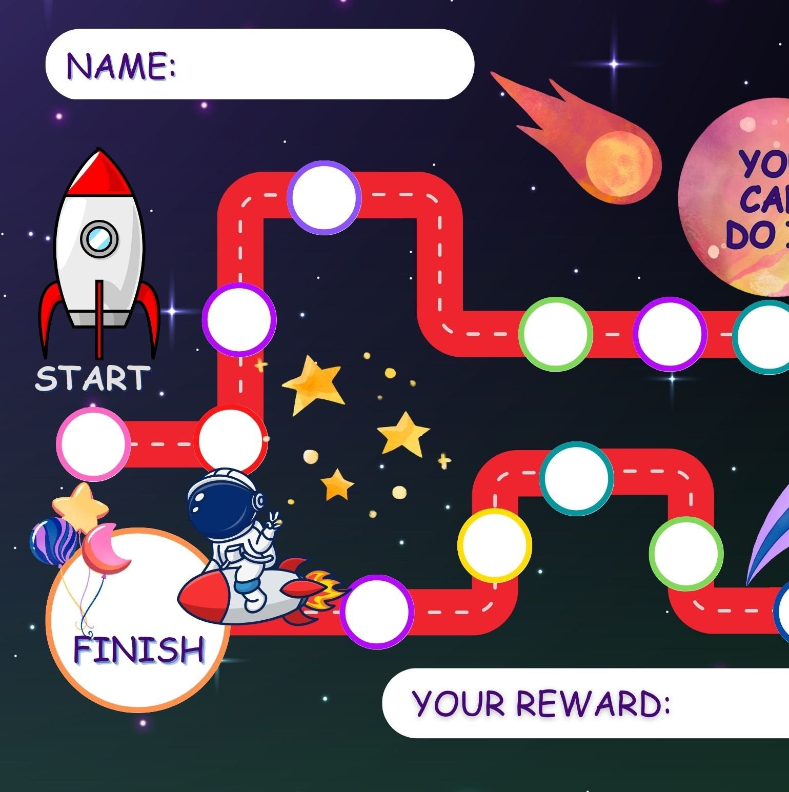 Printable Kids Reward Chart Kids Rocket Ship Daily Chore - Etsy Canada