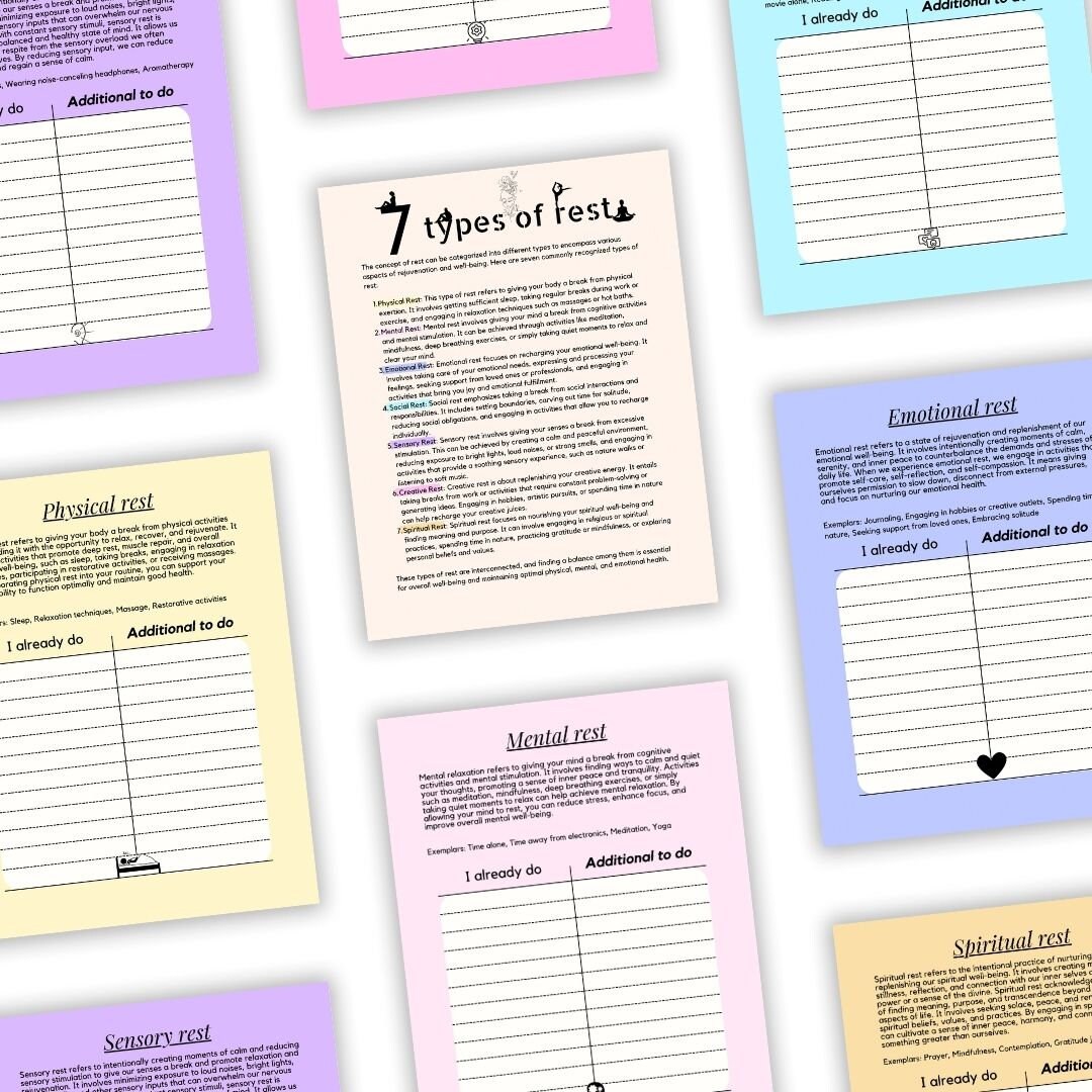 7 Types of Rest Self-care Workbook Counseling Therapy - Etsy Canada