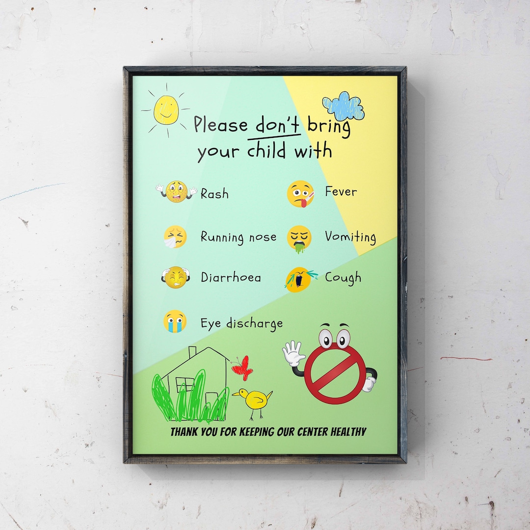 Daycare Sick Policy Poster, Childcare Illness Exclusion Rules ...
