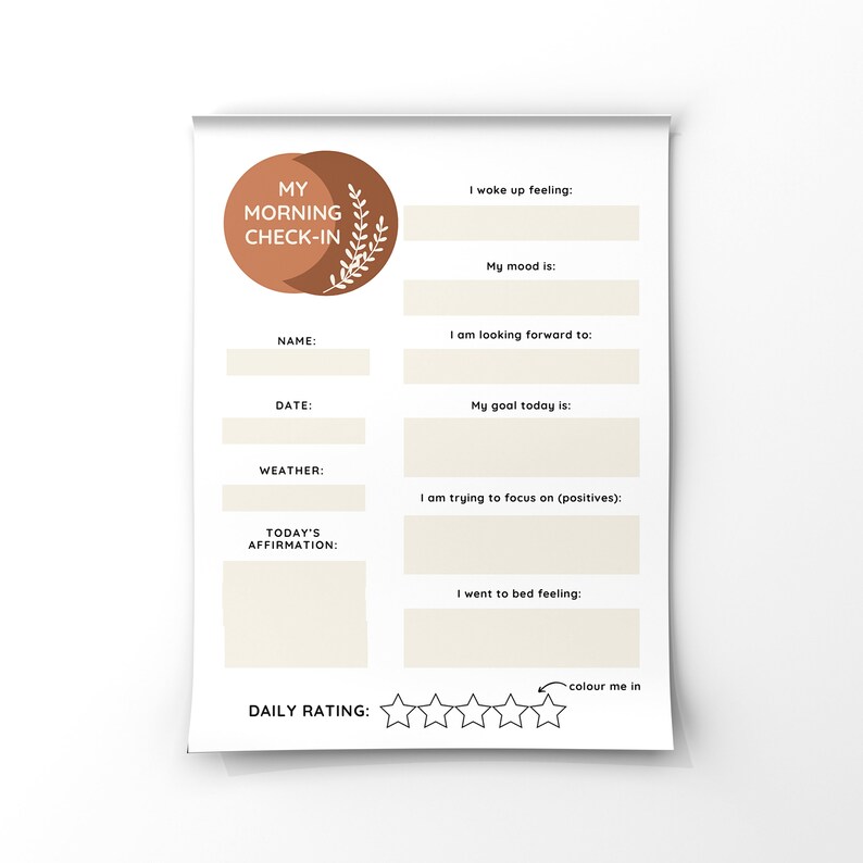 Daily Check in Journal Daily Gratitude Journal Printable - Etsy