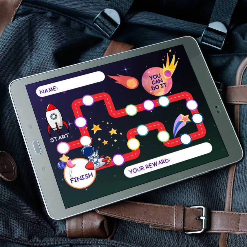 Printable Kids Reward Chart, Kids Rocket Ship Daily Chore Charts, Kids ...