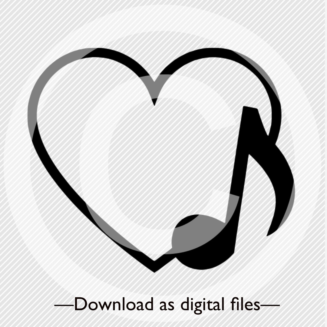 Music Note Heart Svg, Png Dxf Jpeg Pdf Digital Download, Musician Gift ...