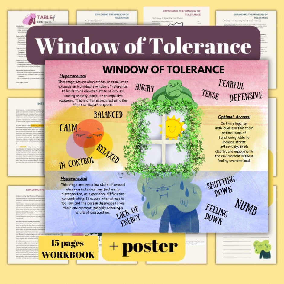 Window of Tolerance Workbook, Distress Tolerance, School Counsellor ...
