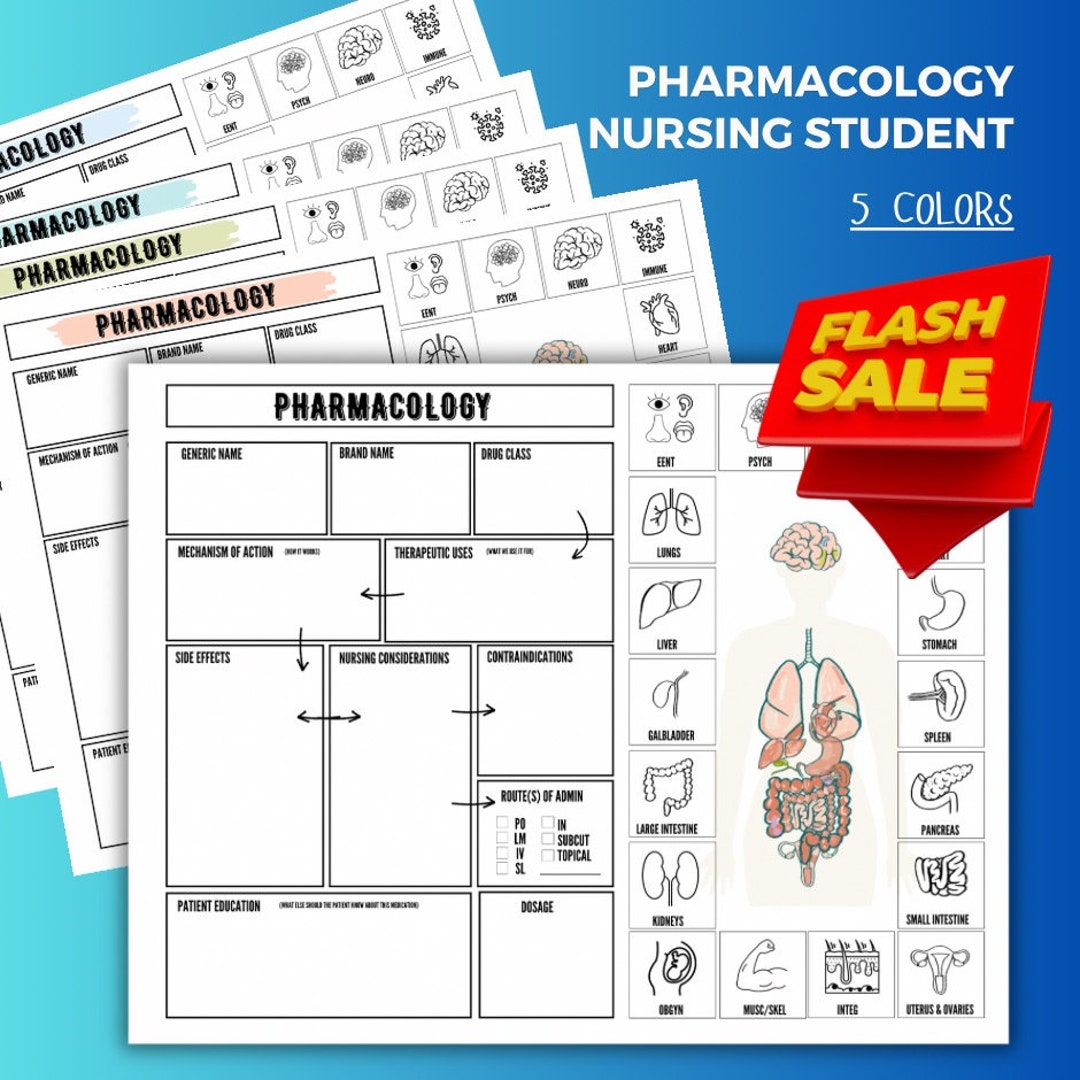 Nursing School Pharmacology Fillable Template, Printable Pharmacology ...