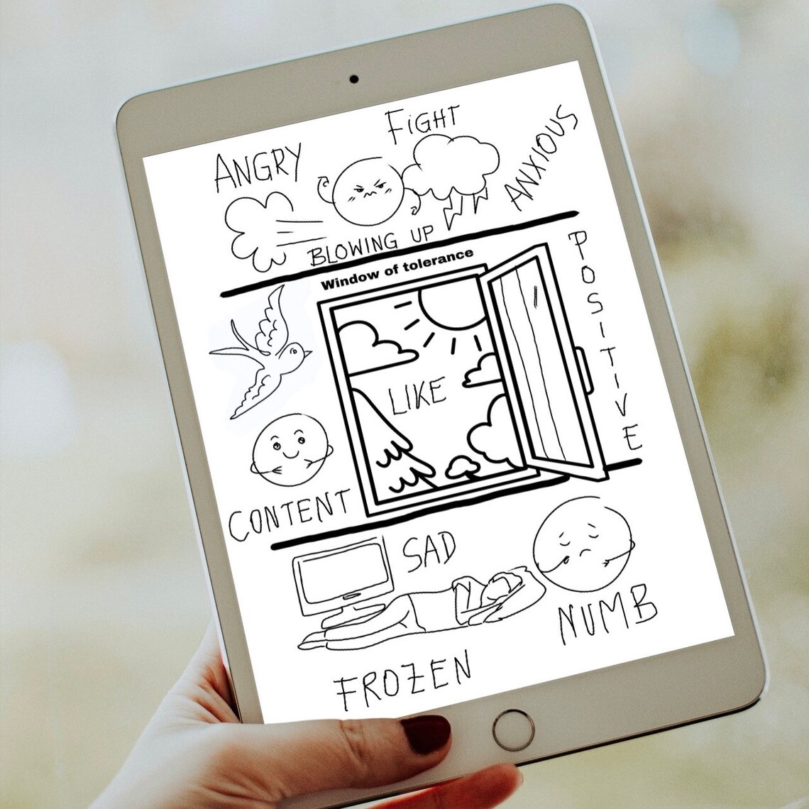 Window of Tolerance Coloring Page: Self Regulation Activity (PDF, PNG ...