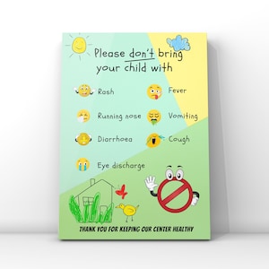 Daycare Sick Policy Poster, Childcare Illness Exclusion Rules ...